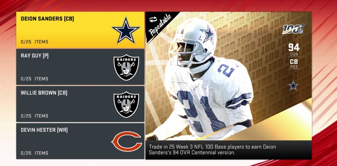 Madden NFL 20 MUT: NFL 100 Deion Sanders and Co. - Operation Sports